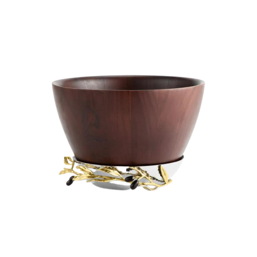 Olive Branch Bowl With Wood Bowl Insert – Belle Shops